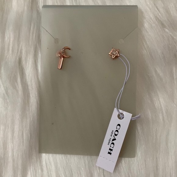 Coach | Jewelry | Coach Signature Moon Star Stud Earrings In Rose Gold ...